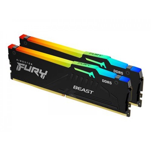 Kingston 64GB (2x32GB) DDR5 6000MT/s CL30 FURY Beast Black RGB XMP DIMM memorija | KF560C30BBAK2-64