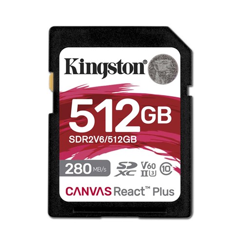 Kingston 512GB Canvas React Plus SDXC UHS-II U3 V60 memorijska kartica | SDR2V6/512GB