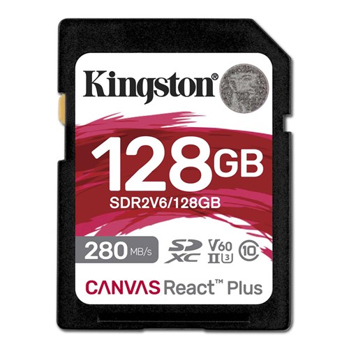 Kingston 128GB Canvas React Plus SDXC UHS-II U3 V60 memorijska kartica | SDR2V6/128GB