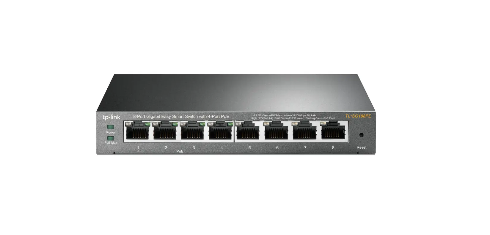 TP-LINK Switch TL-SG108PE Gigabit/8xRJ45/10/100/1000Mbps/eSmart/4x PoE/Desktop metalno kuciste crni