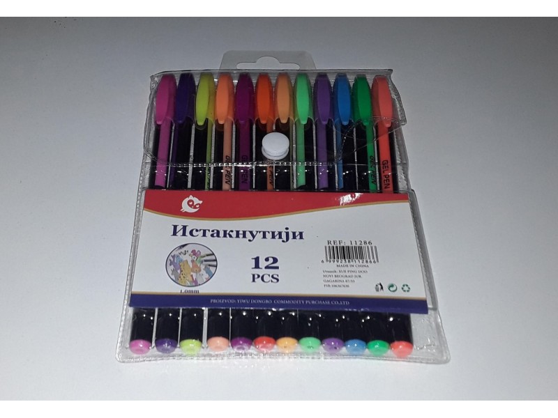 Neonske roll olovke. Set 12 boja