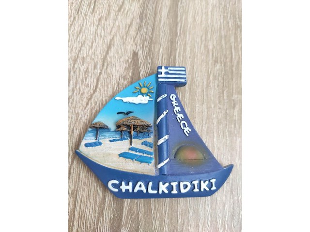 Magnet za frižider Grčka Halkidiki plavi brod