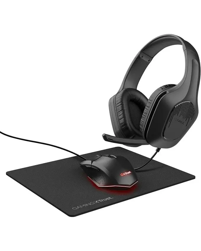 Trust GXT790 TRIDOX Set gaming slušalice + miš + podloga 245 x 208, 3u1, Crne