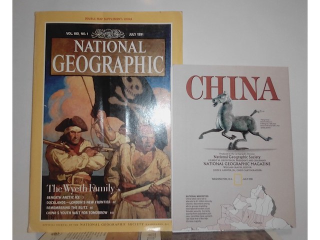 National Geographic USA, July 1991. Mapa Kina