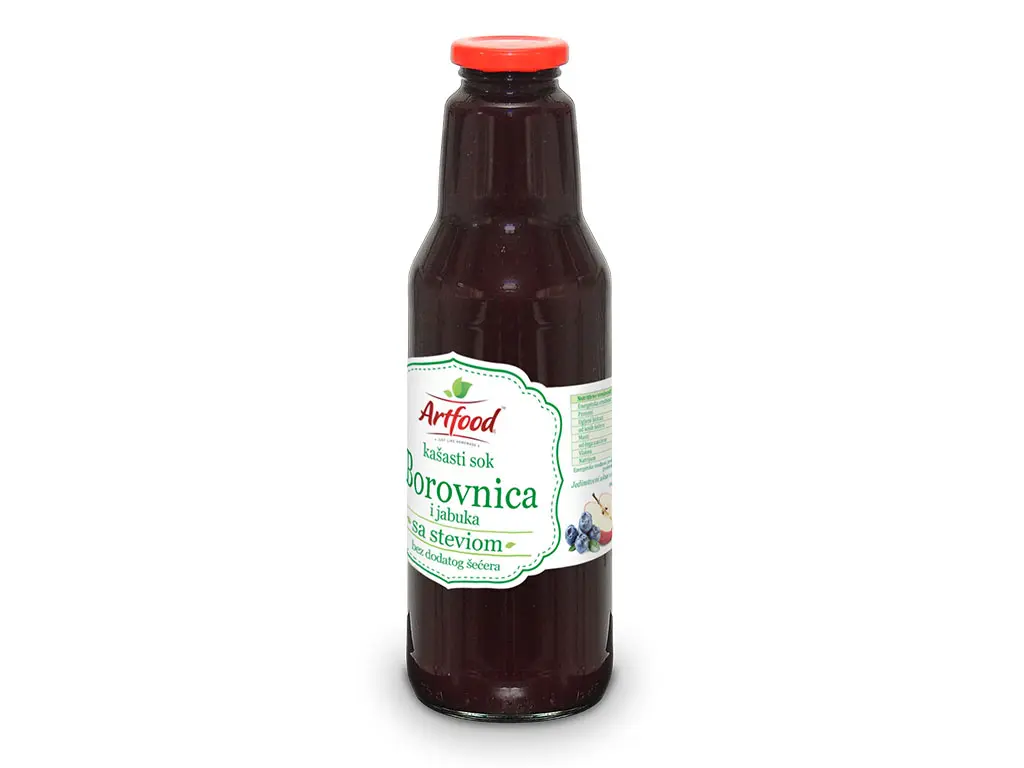 Artfood Voćni nectar sa steviom, Ukus borovnice i jabuke, 750ml