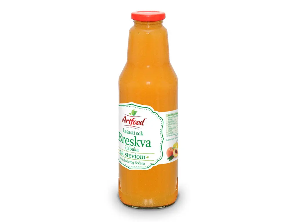 Artfood Voćni nectar sa steviom, Ukus breskve i jabuke, 750ml