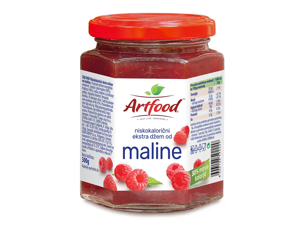 Artfood Niskokalorični džem od maline, 300g