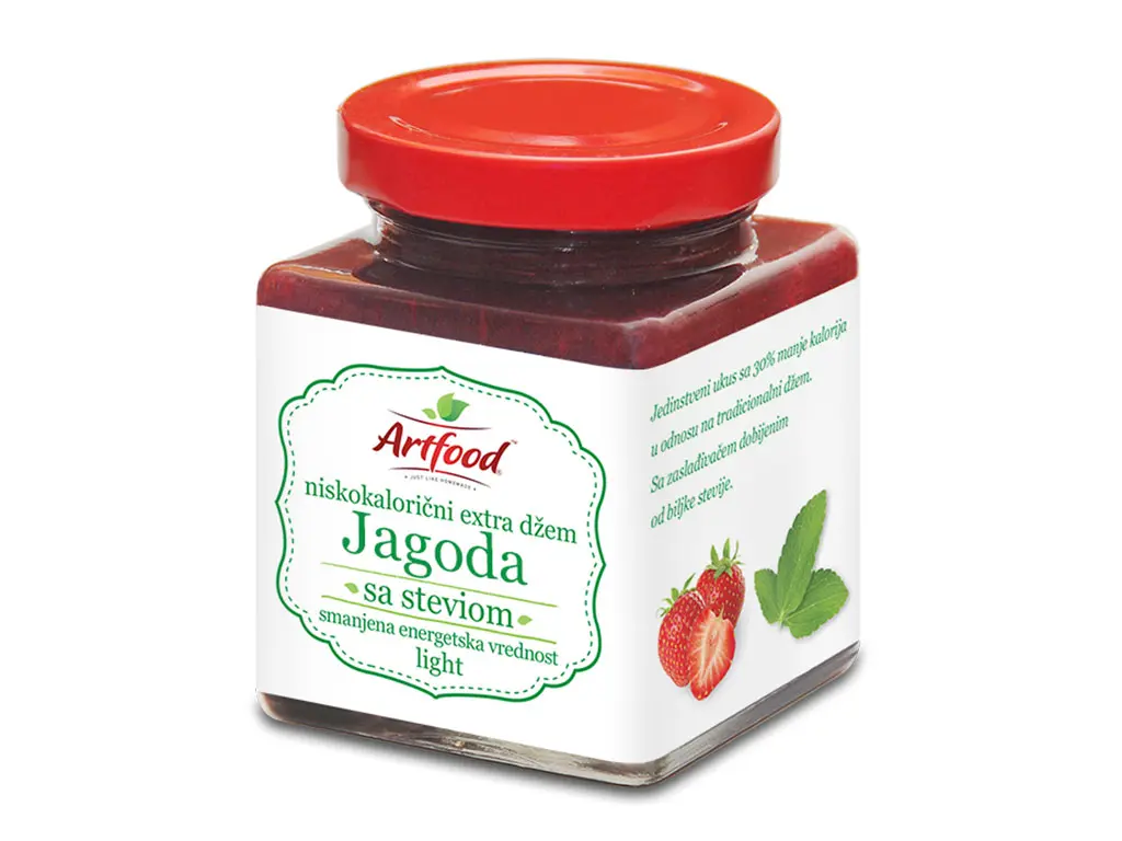 Artfood Niskokalorični extra džem jagoda, Sa fruktozom i steviom, 220g