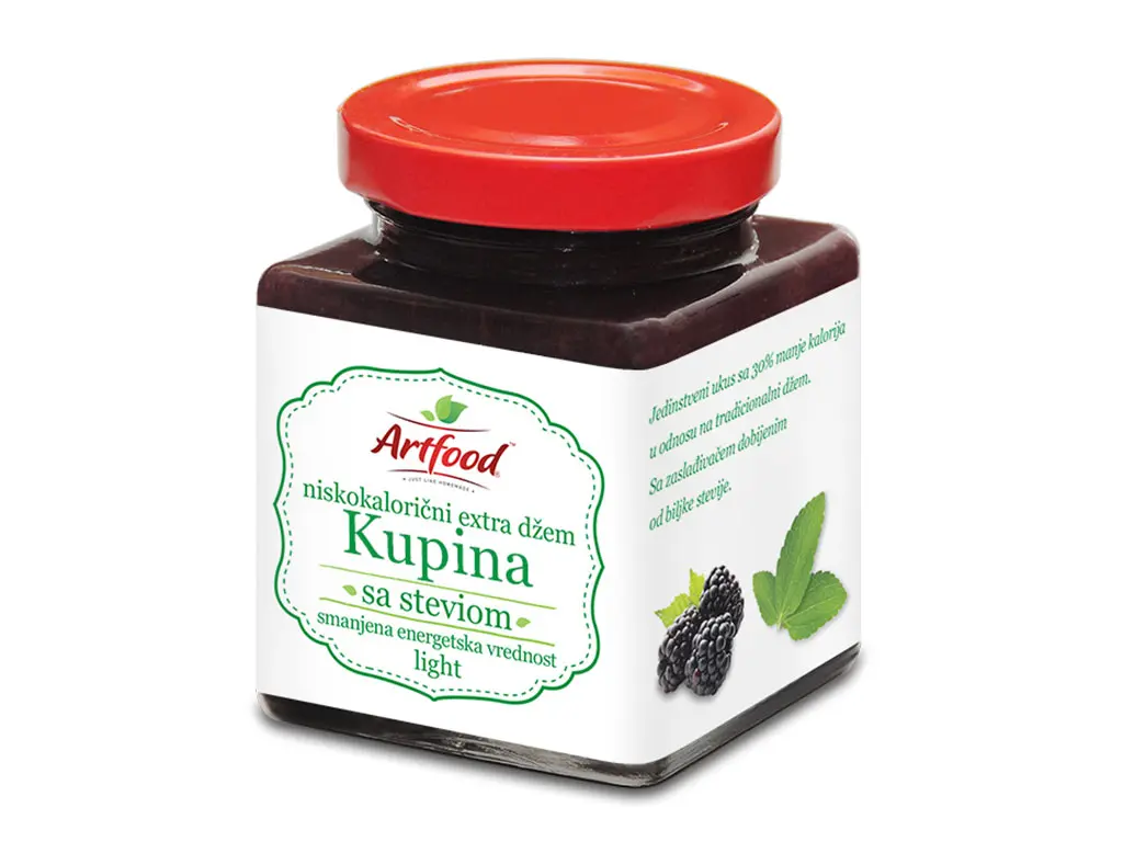 Artfood Niskokalorični extra džem kupina, Sa fruktozom i steviom, 220g