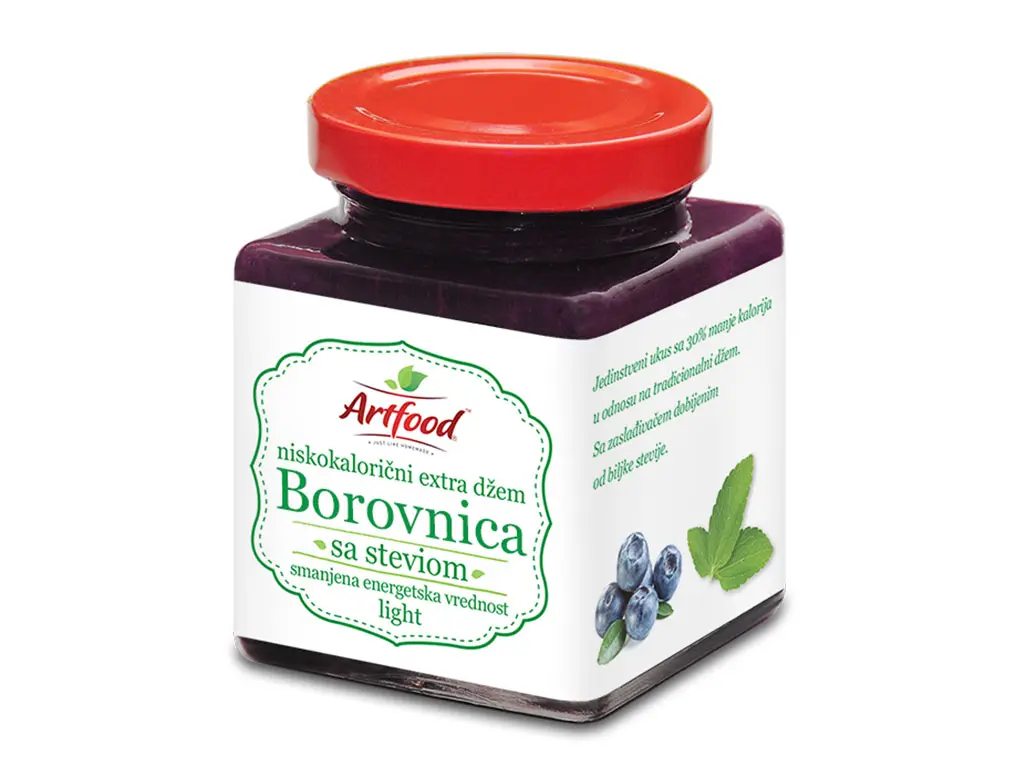 Artfood Niskokalorični extra džem borovnica, Sa fruktozom i steviom, 220g