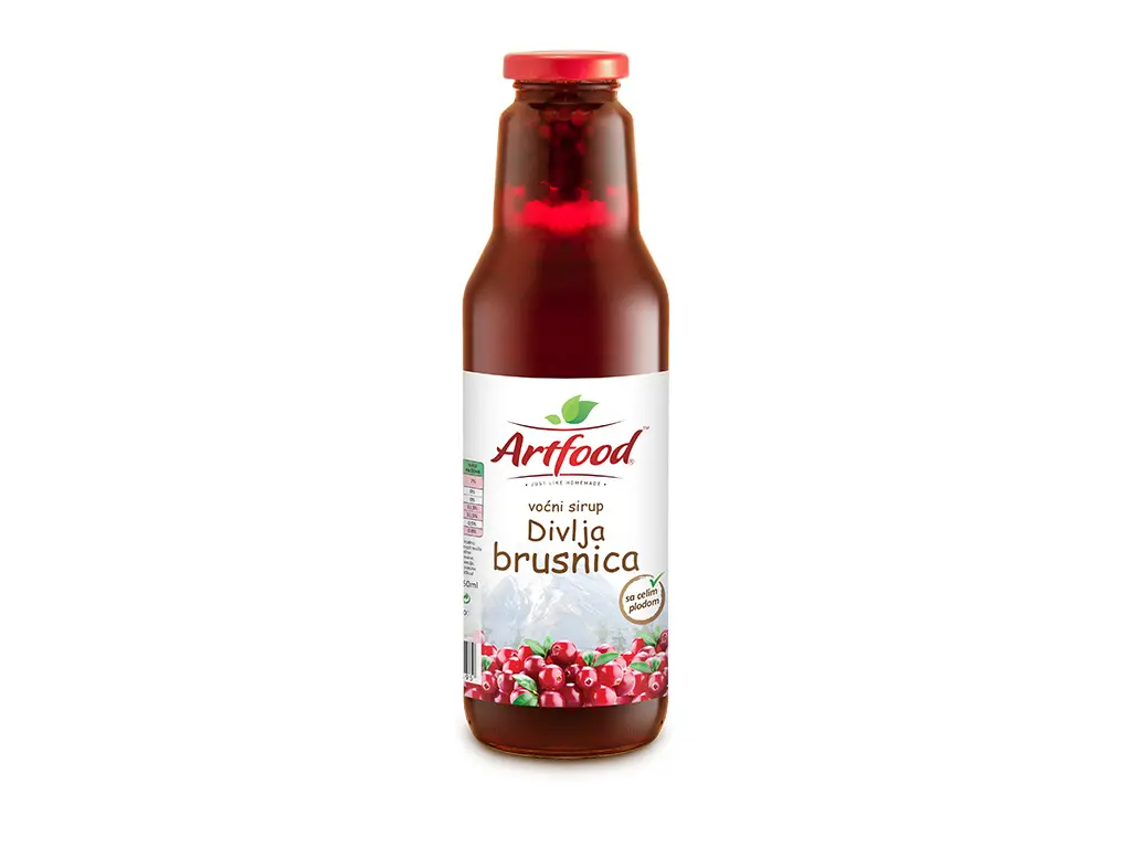 Artfood Voćni sirup od divlje brusnice sa plodom, 750ml