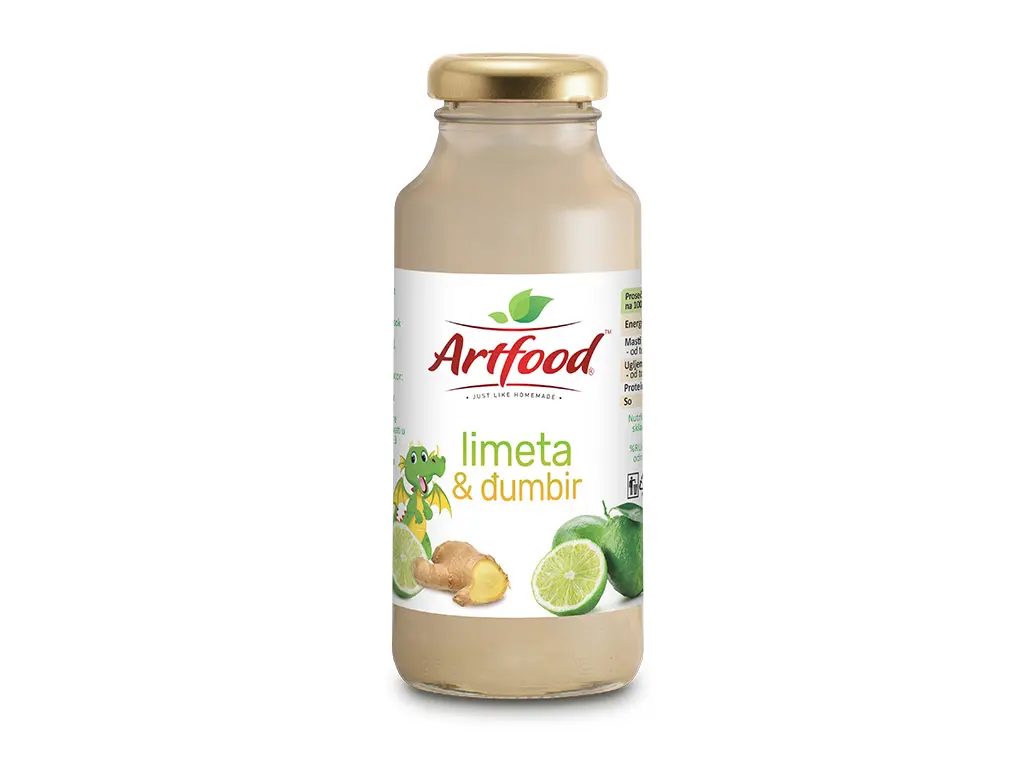 Artfood Osvežavajuće piće sa voćnim sokom, Limeta i đumbir, Bezalkoholno, 250ml