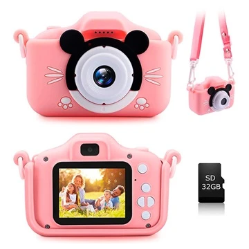 KIDS DIGITAL CAMERA WITH 32GB MEMORY CARD (OTVORENO PAKOVANJE - ODLIČNO STANJE) - PINK