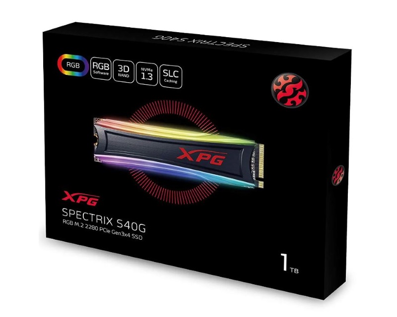 A-DATA - 1TB M.2 PCIe Gen3 x4 XPG SPECTRIX S40G RGB AS40G-1TT-C SSD