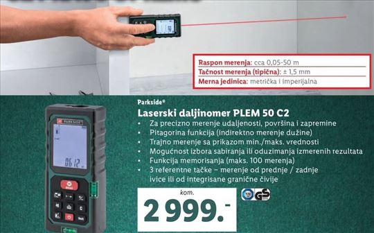 Parkside Laserski daljinometar PLEM 50 C3