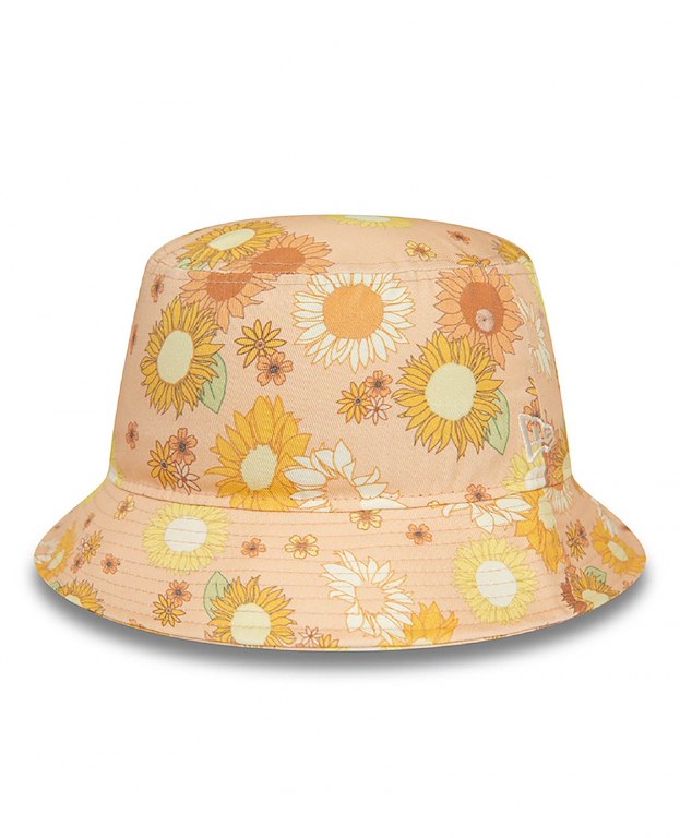 NEW ERA WOMENS FLORAL ALL OVER PRINT PEACH BUCKET CAP