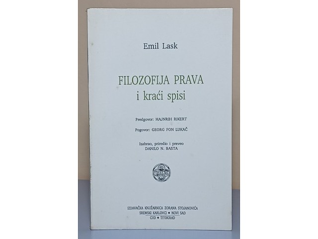 FILOZOFIJA PRAVA  Emil Lask