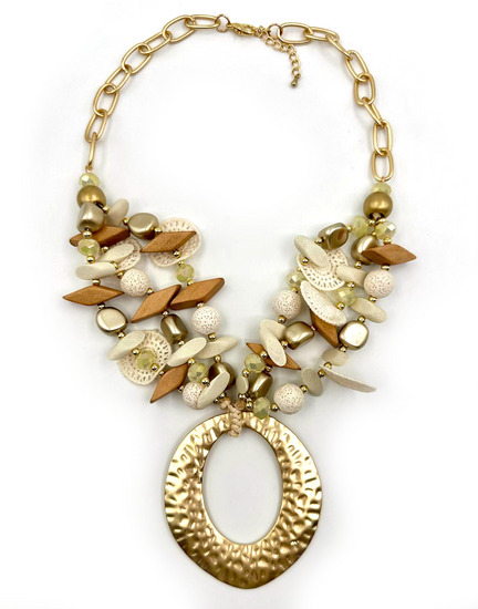 Bakarno krem ogrlica sa detaljima nova kolekcija