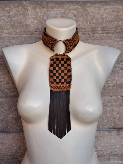 AFRICANA unikatna kožna choker ogrlica