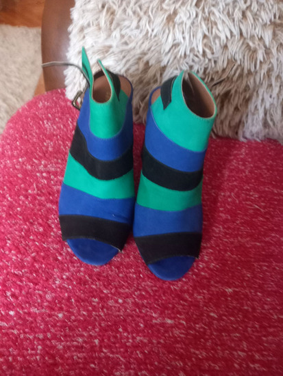 Plavo - zelene kožne sandale