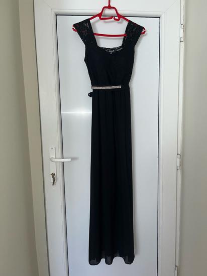Elegantna dugačka crna haljina