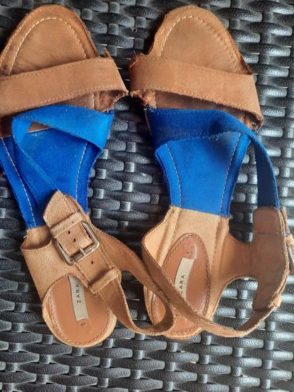 Zara camel- plave ravne sandale
