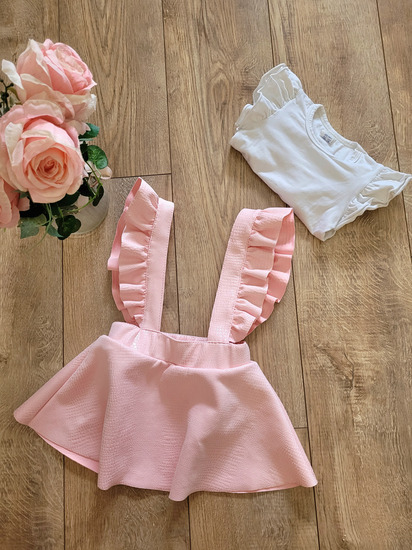 Roze suknja sa tregerima + gratis bodi