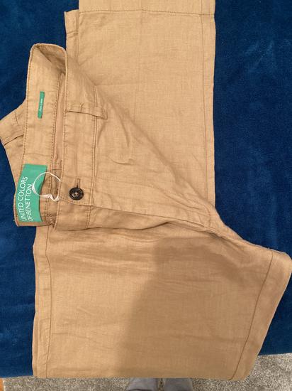 Benetton braon musko/zenske pantalone lanene Novo