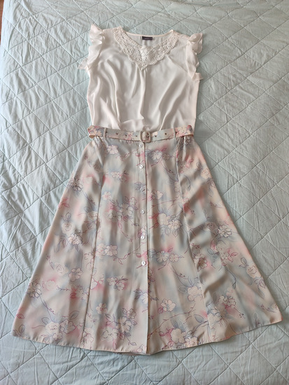 Vintage prelepa cvetna suknja + poklon bluza