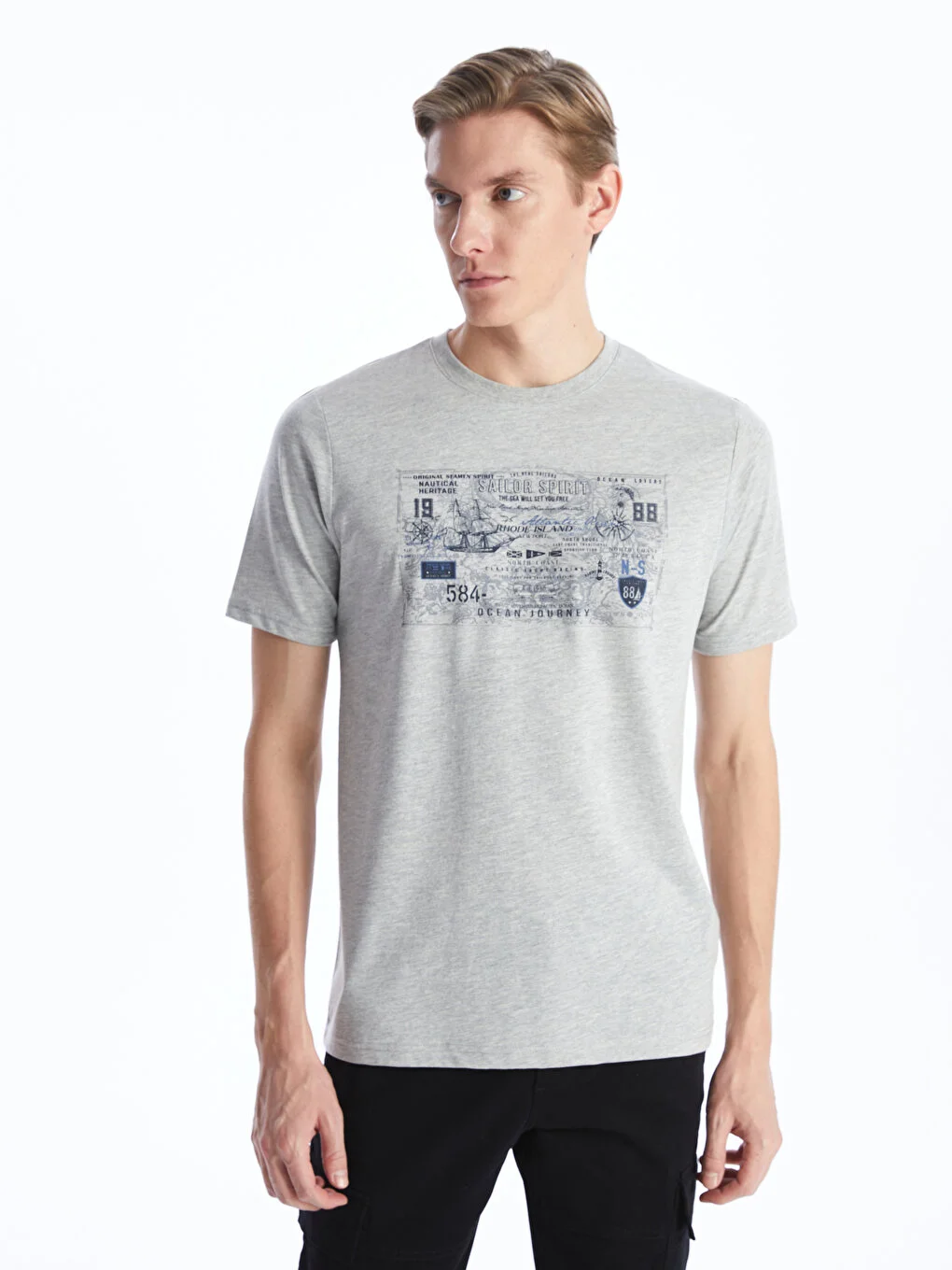 LCWAIKIKI Classic Muška majica od češljanog pamuka okruglog izreza sa štampanim motivom kratkih rukava