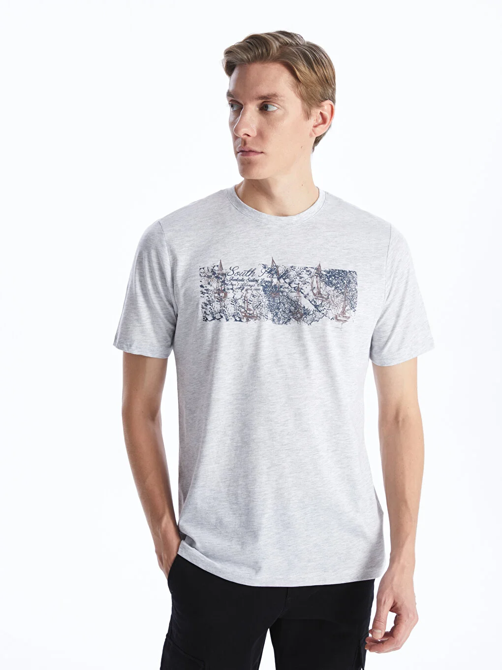 LCWAIKIKI Classic Muška majica od češljanog pamuka okruglog izreza sa štampanim motivom kratkih rukava
