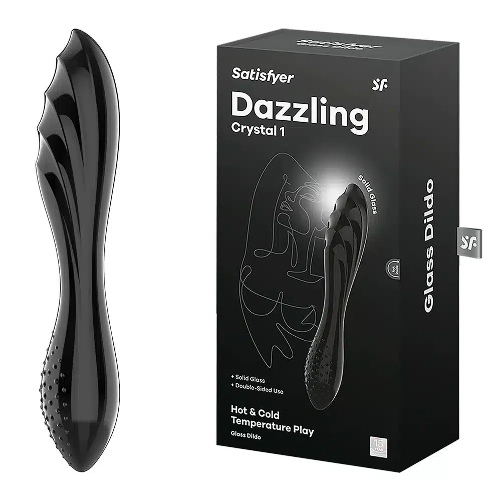 SATISFYER Dazzling Crystal Glass Dildo Black 1