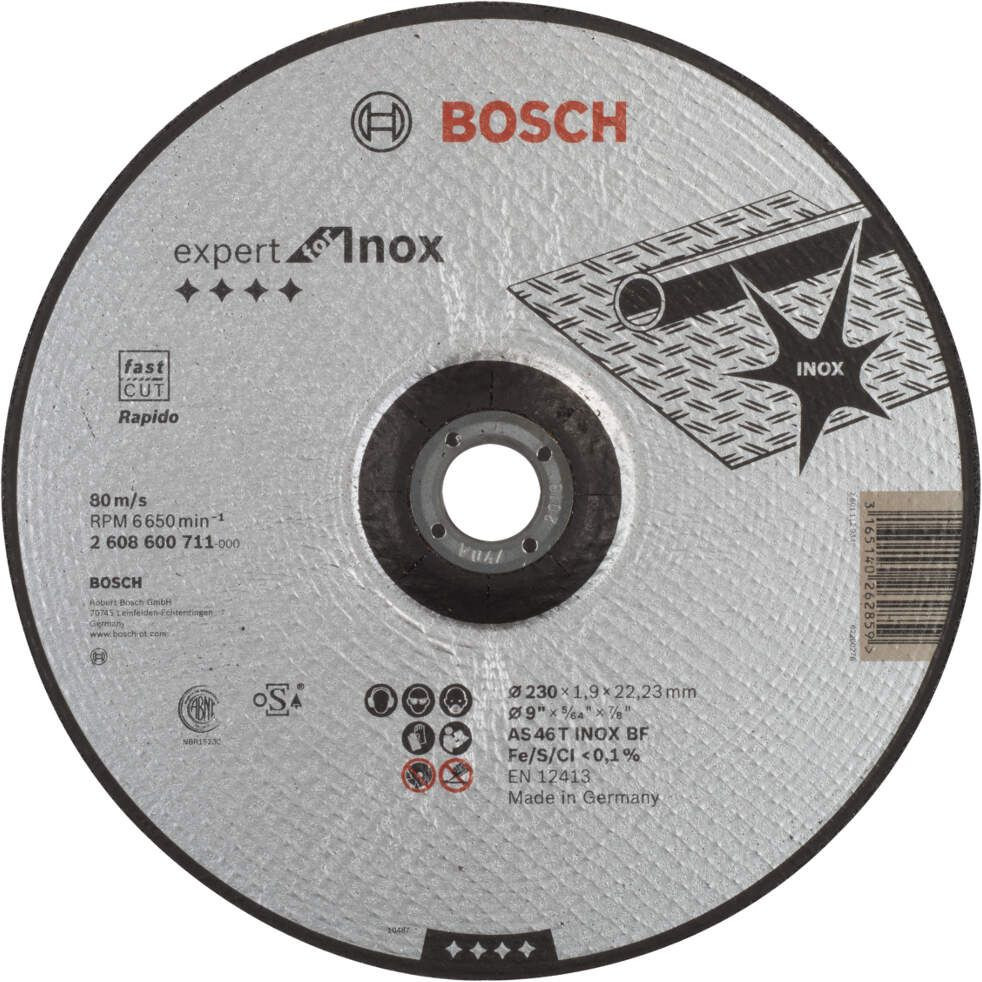 Rezna ploča za inox ispupčena Expert Rapido AS46 T INOX BF 230x1.9mm BOSCH