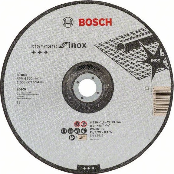 Rezna ploča za inox ispupčena Standard WA 36 R BF 230x1.9mm BOSCH
