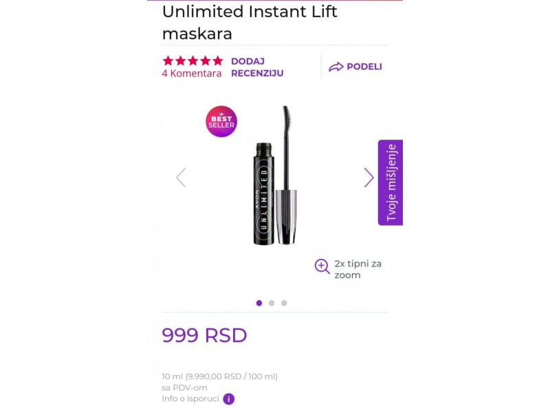 Avon Unlimited Instant Lift maskara-novo*akcija