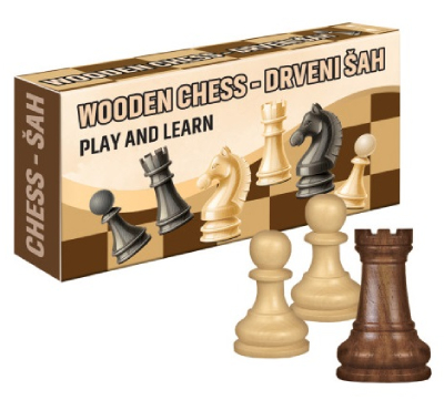 Šahovski set - drveni, srednji, 34x17x5 cm