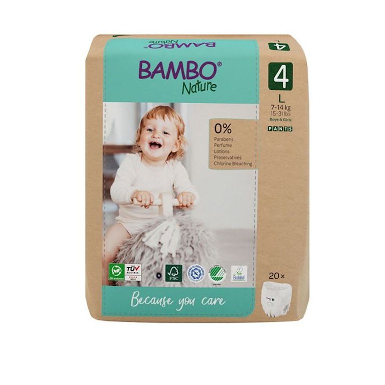 Bambo Nature pelene gaćice papirno pak. 4 (7-14kg), 20kom