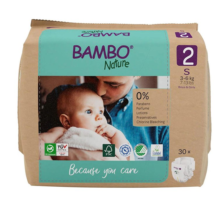 Bambo Nature pelene papirno pakovanje 2 (3-6kg), 30kom