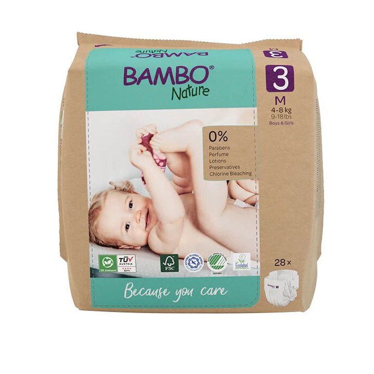 Bambo Nature pelene papirno pakovanje 3 (4-8kg), 28kom