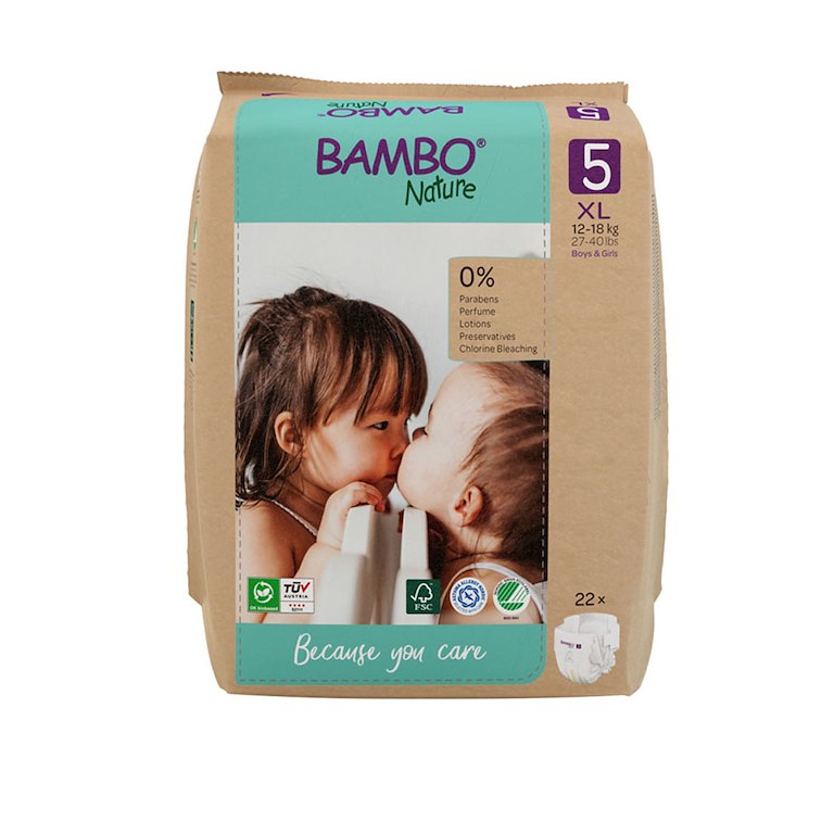 Bambo Nature pelene papirno pakovanje 5 (12-18kg), 22kom