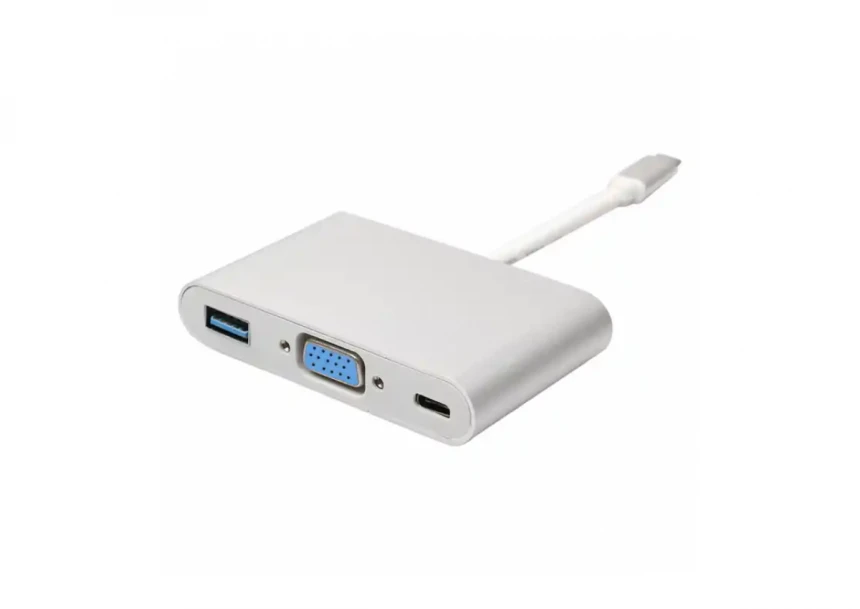 Adapter konverter USB 3.1 Tip C-USB 3.0/VGA/USB Tip C PD Kettz UVA-23