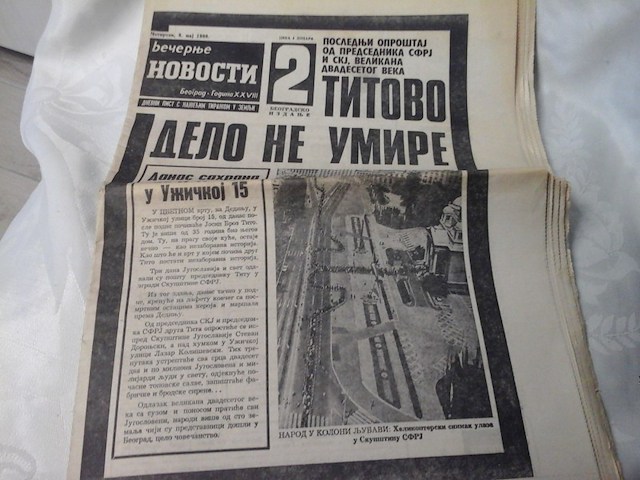 Titova smrt Večernje novosti 8 V maj 1980