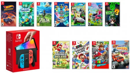 Konzola Nintendo Switch OLED Model Neon Red and Blue sa preko 40 igara