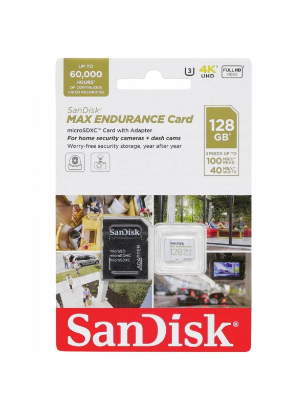 SANDISK SDHC 128GB MICRO +SD ADAP. 60.000 SATI MAX ENDURANCE