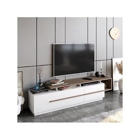 HANAH HOME TV POLICA PIA WALNUT WHITE CENA