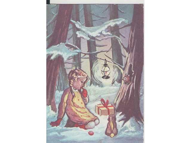 Čestitka-Devojčica u šumi