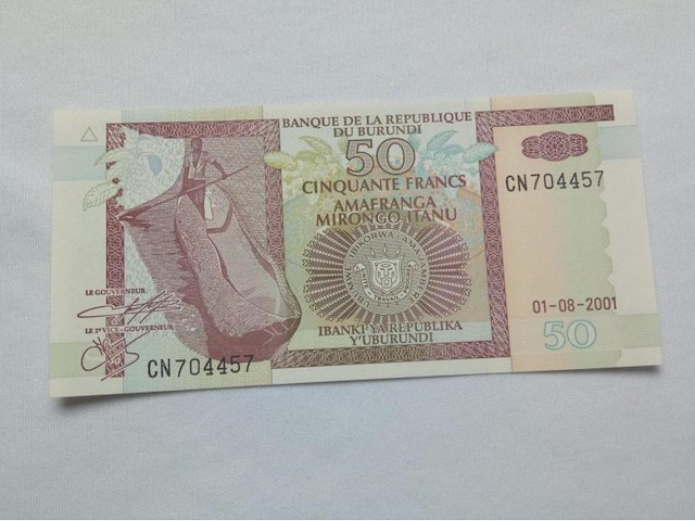 Burundi 50 franaka,2001 god.UNC,redje