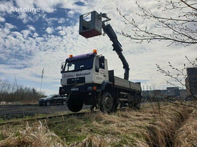 MAN 18.280 4x4 HIAB 166 Road RAIL Two way Schiene kamion s ravnom platformom