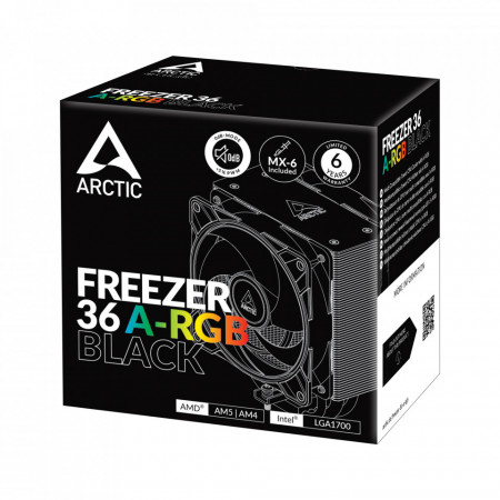 CPU Hladnjak Arctic Freezer 36 A-RGB (Black), ACFRE00124A, DUO FAN, 4 heatpipe, AM5, LGA1700