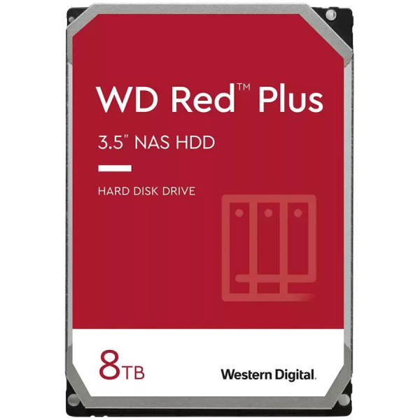 HDD NAS WD Red Plus 8TB CMR, 3.5, 256MB, 5640 RPM, SATA, TBW: 180 ( WD80EFPX )